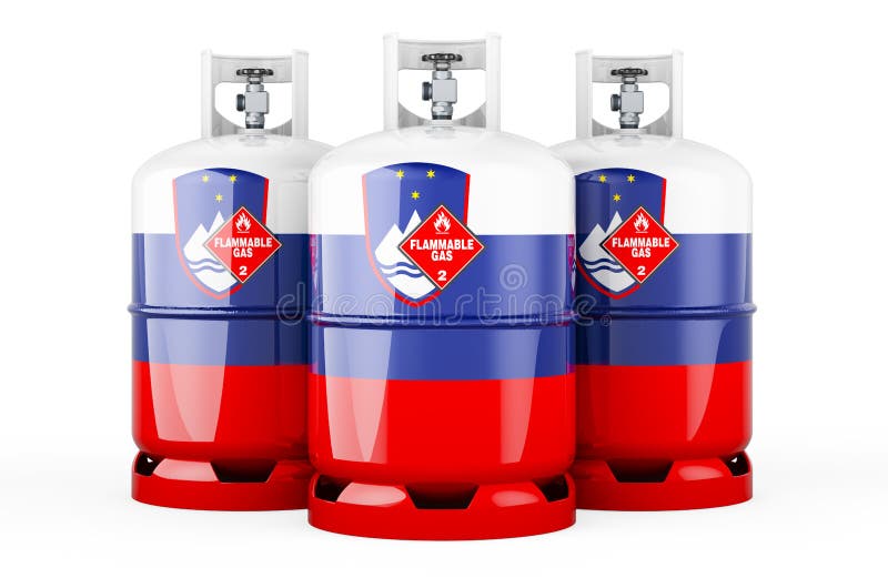 Slovenian Flag Painted on the Propane Cylinders with Compressed Gas, 3D ...