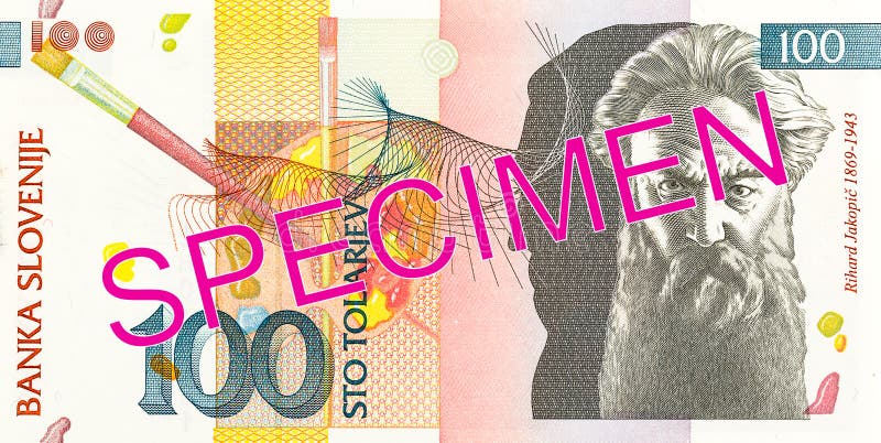 100 Slovenian Tolar Bank Note Obverse Stock Image - Image of business ...