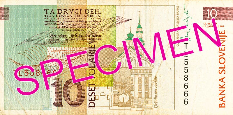 10 Slovenian Tolar Bank Note Reverse Stock Image - Image of crash, note ...