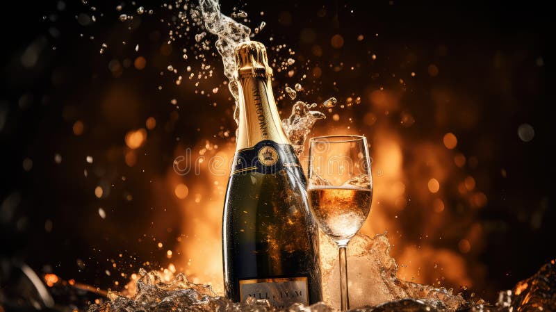 Slow Bottle of Champagne Exploding Stock Illustration - Illustration of ...