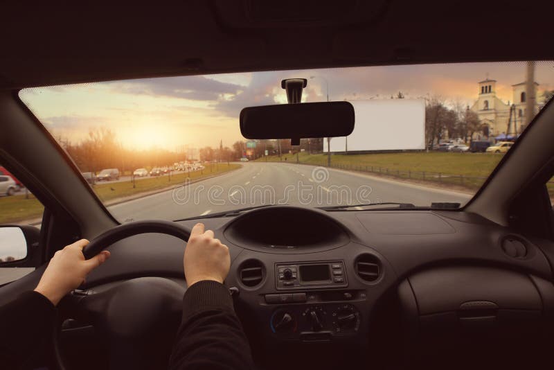 Slow Car Driving in the City Center Stock Image - Image of road, hour ...