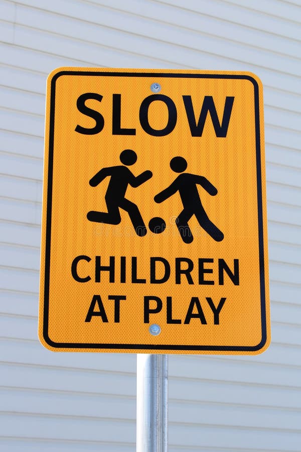 Slow Children at Play Sign in Housing Complex Stock Photo - Image of ...