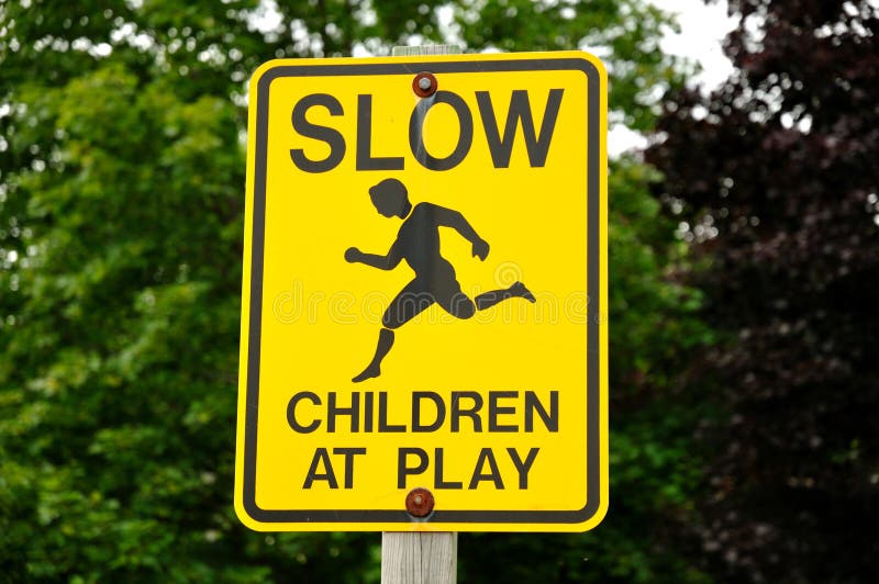 Slow Children at Play Sign stock photo. Image of road - 32055676
