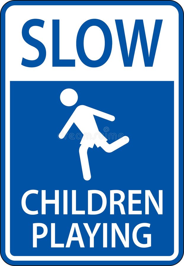Slow Children Playing Sign on White Background Stock Vector ...