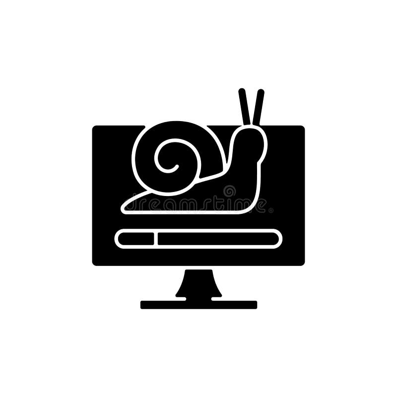 Slow Computer Black Glyph Icon Stock Vector - Illustration of progress ...