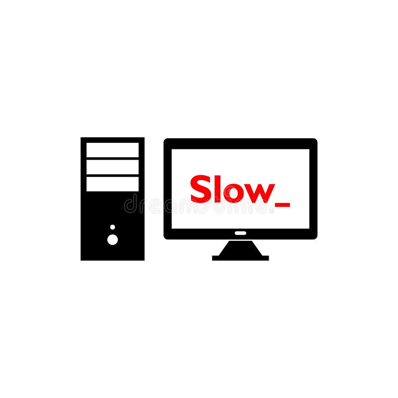 Slow computer icon or sign stock vector. Illustration of computer ...