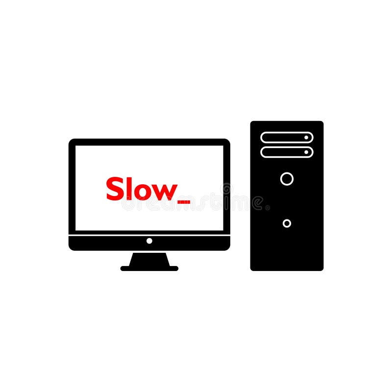 Slow computer icon or sign stock illustration. Illustration of sign ...