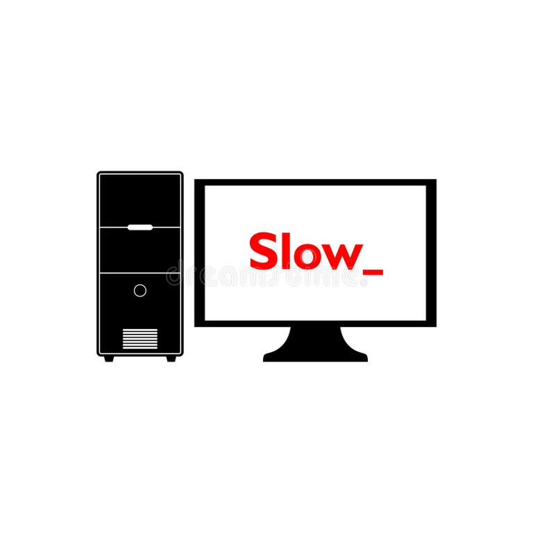 Slow computer icon or sign stock illustration. Illustration of funny ...