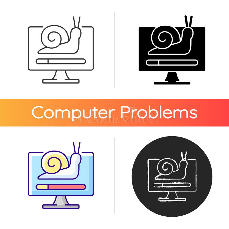 Slow computer icon or sign stock vector. Illustration of computer ...