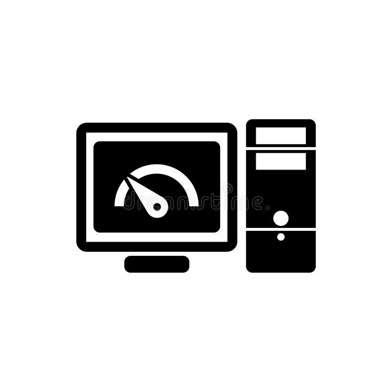 Slow Desktop Computer Icon Isolated on Black Background Stock ...