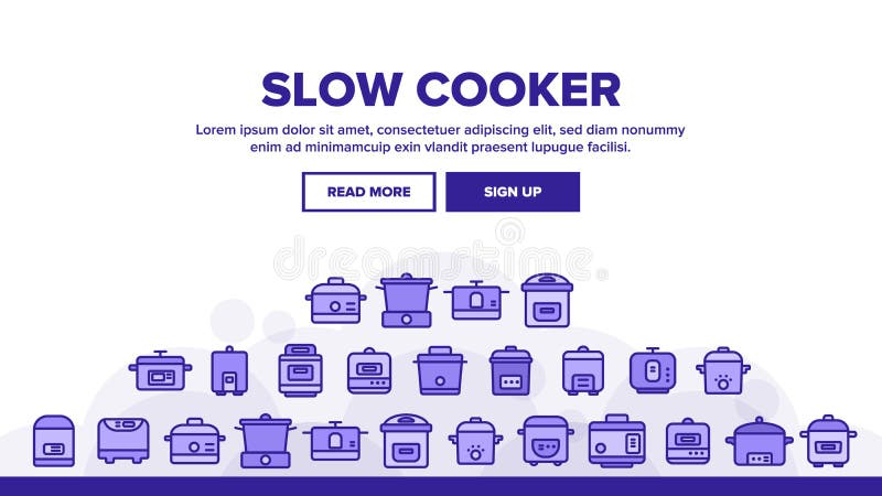Slow Cooker Elements Collection Vector Icons Set Stock Vector ...