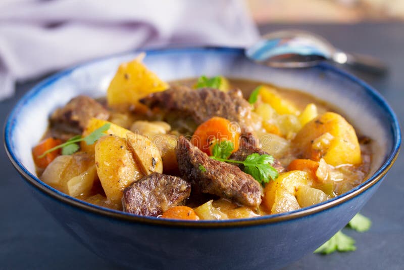 Slow Cooker Thick and Chunky Beef Stew. Stock Image - Image of sausage ...