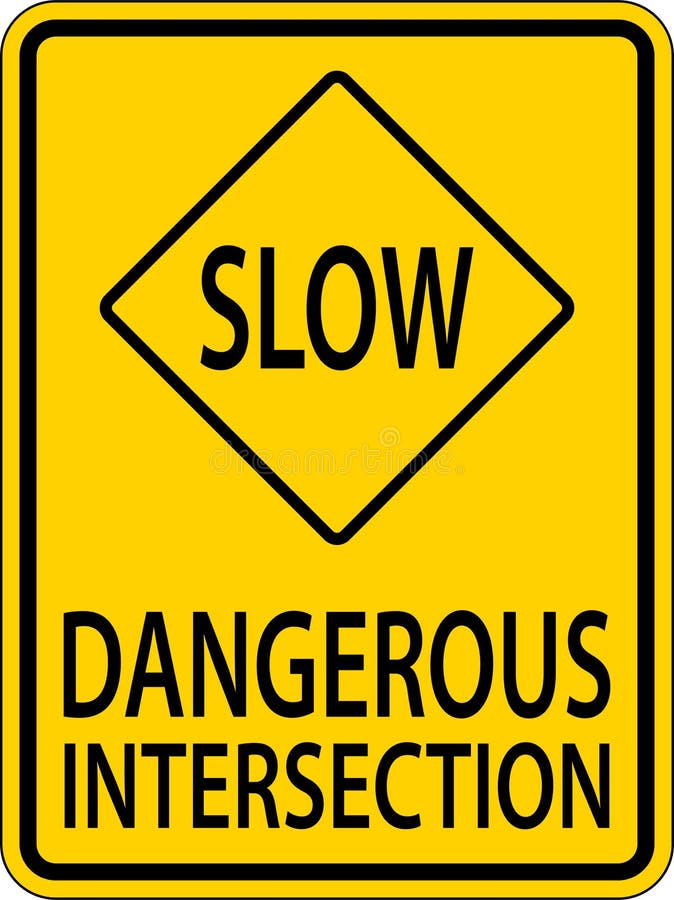 Slow Dangerous Intersection Sign on White Background Stock Vector ...