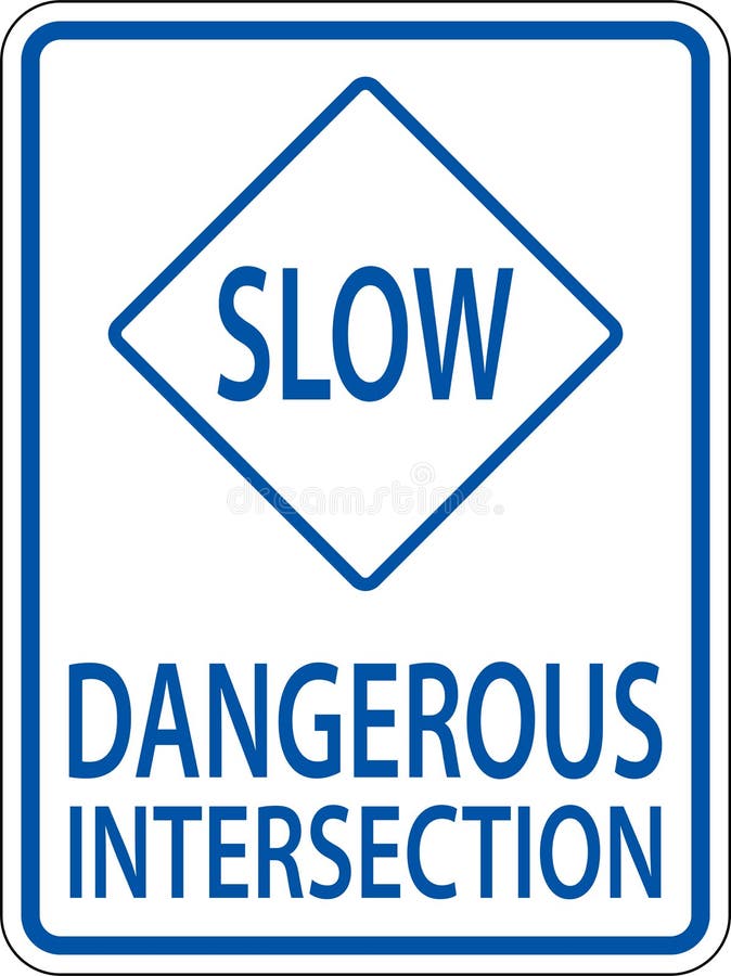 Slow Dangerous Intersection Sign on White Background Stock Vector ...