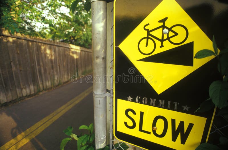 Slow down sign stock image. Image of path, notice, highway - 15041653