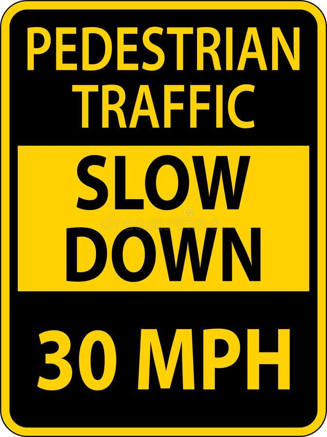 Slow Down Pedestrian Traffic 30 MPH Sign on White Background Stock ...