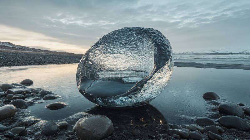 Slow Drip of Water into Icy Pod . Stock Photo - Image of scenic, sand ...