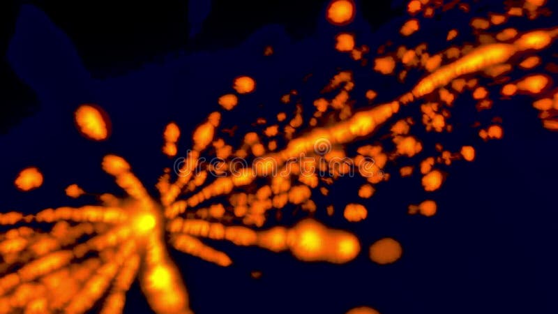 Slow Energy Flying Particles. Motion. Lines of Tiny Shining Lines with ...