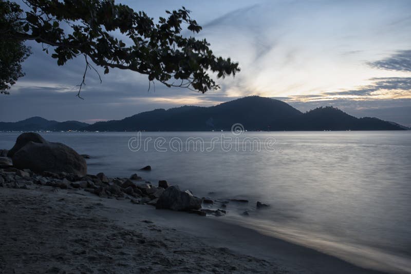 Slow Exposure Shot at the Late Evening Sky at the Beach. Stock Image ...