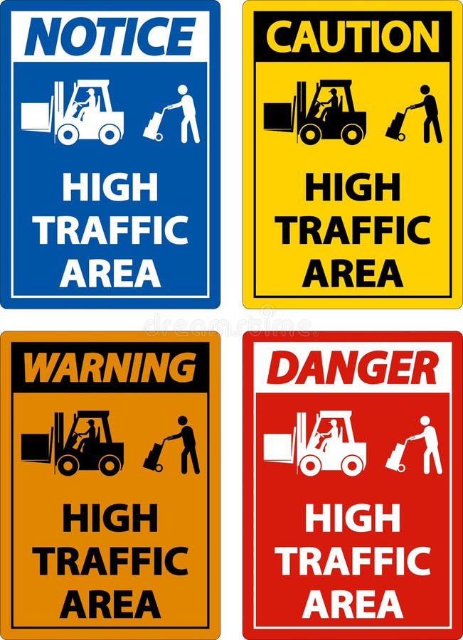 Slow High Traffic Area Sign on White Background Stock Vector ...