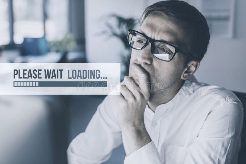 Slow Loading Bar on the Computer Stock Photo - Image of freelancer ...
