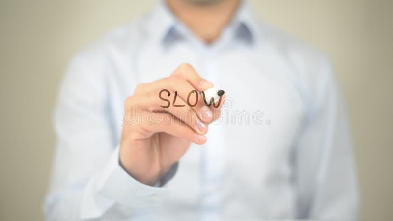 Slow, Man Writing on Transparent Screen Stock Image - Image of champion ...