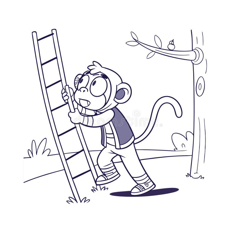 Slow Monkey in the Park Illustration Stock Image - Illustration of ...