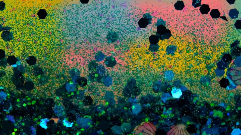 Slow Motion of Abstract Blue Sparkle on Multicolored Paper Sticky Notes ...