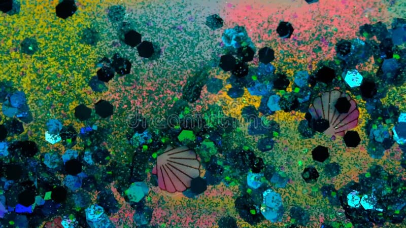 Slow Motion of Abstract Blue Sparkle on Multicolored Paper Sticky Notes ...