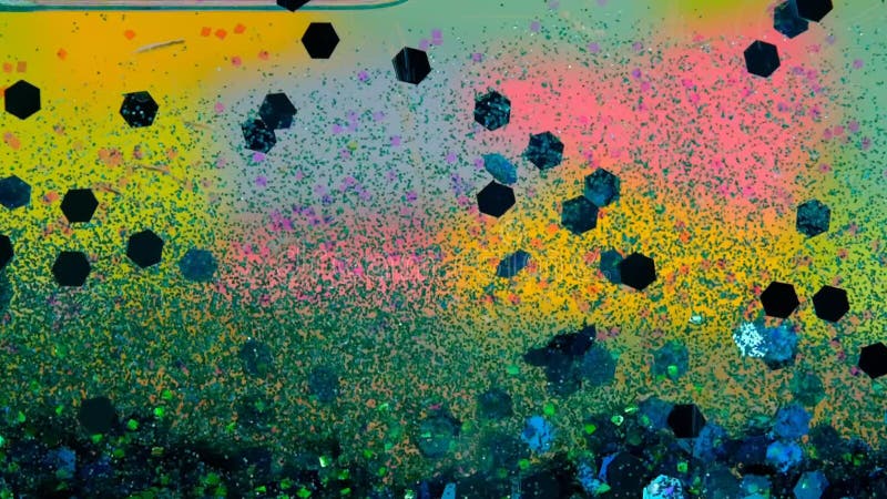 Slow Motion of Abstract Blue Sparkle on Multicolored Paper Sticky Notes ...