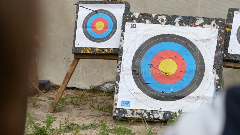 Archery Target. Arrow in Target. Competitions Stock Footage - Video of ...