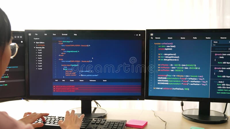 Slow Motion Back End Software Developer Engineer Writing Code. Burgeoning Stock Footage - Video ...