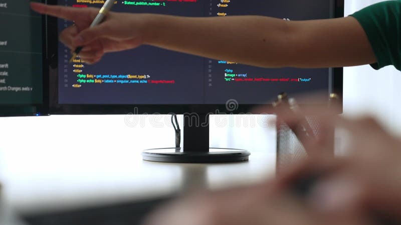 Slow Motion Back End Software Developer Engineer Writing Code. Burgeoning Stock Video - Video of ...