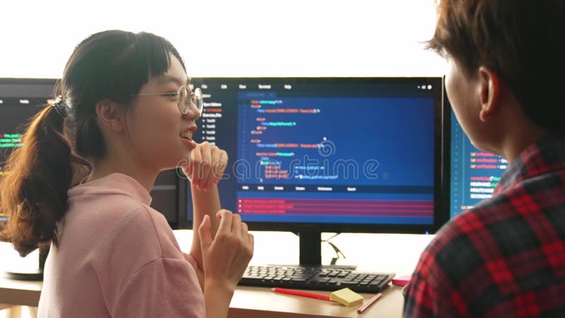 Slow Motion Back End Software Developer Engineer Writing Code. Burgeoning Stock Video - Video of ...