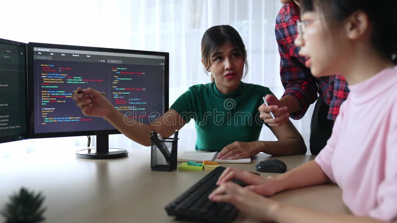 Slow Motion Back End Software Developer Engineer Writing Code. Burgeoning Stock Footage - Video ...