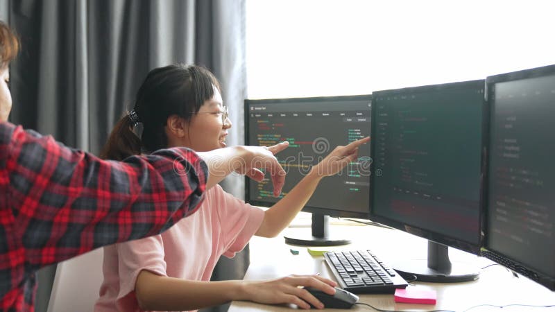 Slow Motion Back End Software Developer Engineer Writing Code. Burgeoning Stock Footage - Video ...