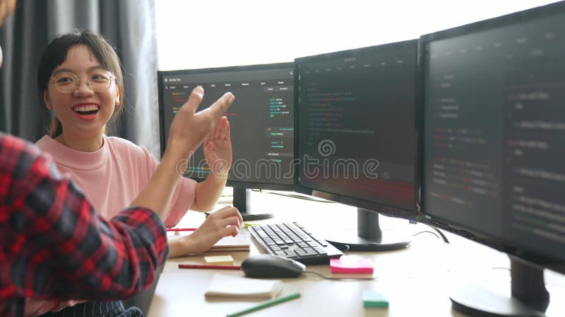 Slow Motion Back End Software Developer Engineer Writing Code. Burgeoning Stock Video - Video of ...