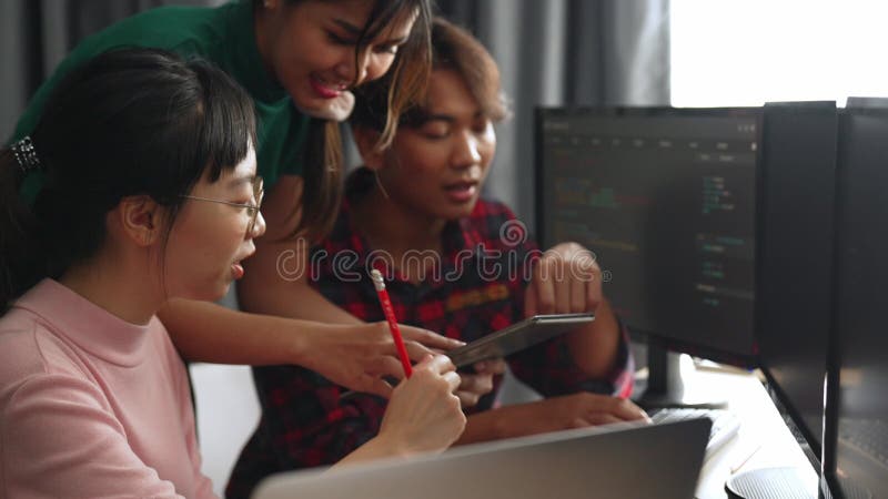 Slow Motion Back End Software Developer Engineer Writing Code. Burgeoning Stock Video - Video of ...