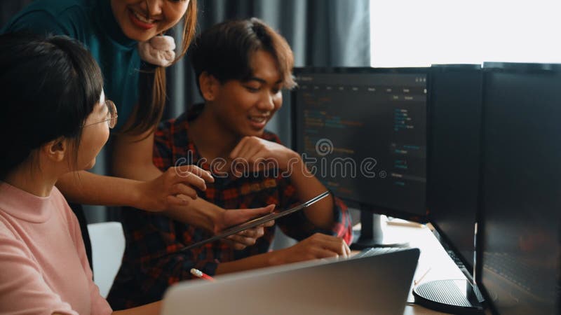 Slow Motion Back End Software Developer Engineer Writing Code ...