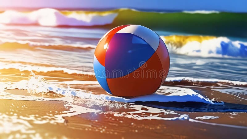 Beach Collection : Slow Motion Ball Rolling through Ocean Waves at ...