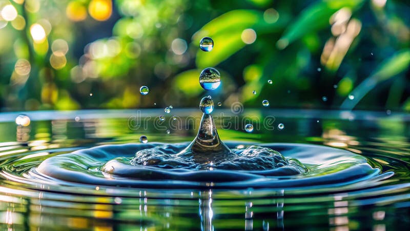 A Slow-motion Capture of Water Droplets Falling into a Pond Stock ...