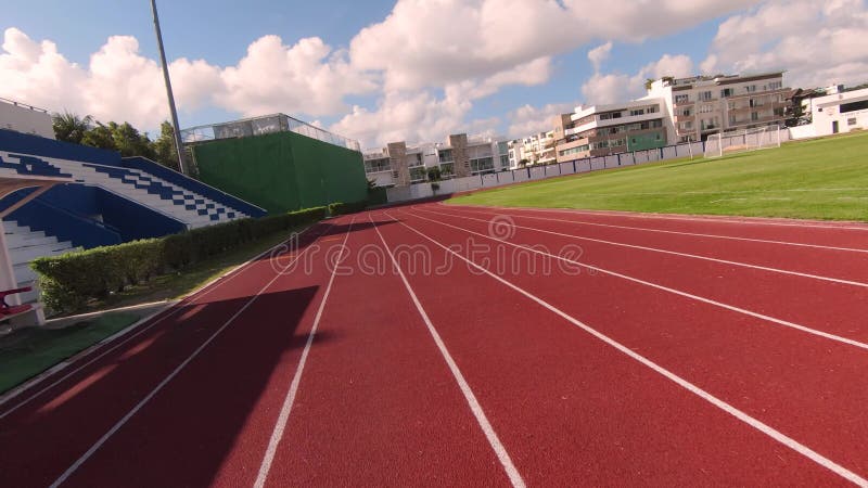 Camera Moving Forward on Running Track in Slow Motion Stock Footage ...