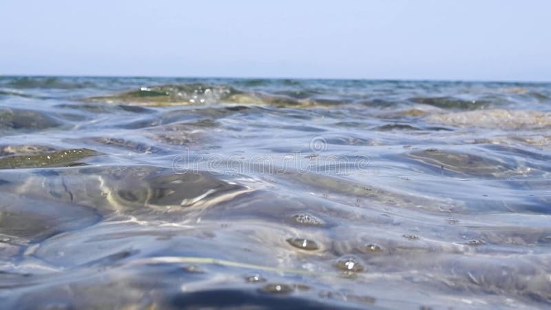 Close Up of Sea Waves Baltic Sea Slowly Rolling Onto an Empty Sandy ...