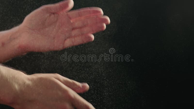 Slow Motion Closeup Man Clapping Hands with Fine Powder Stock Video ...