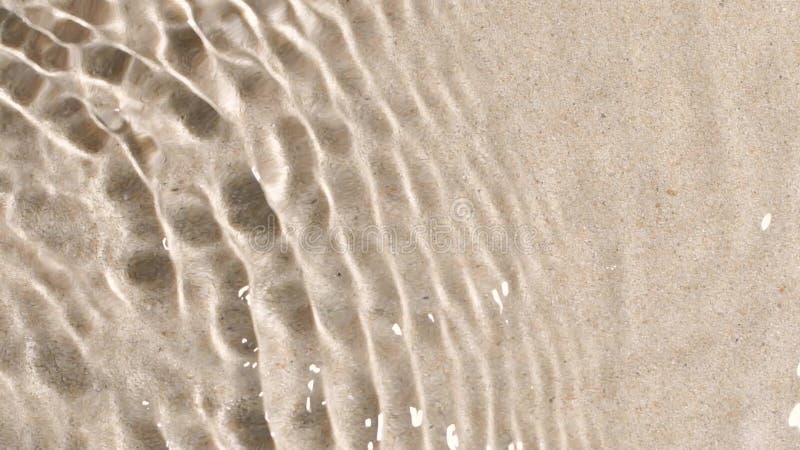 Slow Motion Closeup Water Surface Texture Splash and Ripples on Sand ...