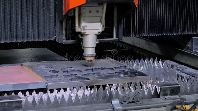 Slow Motion: Cnc Plasma Cutting Machine is Operating on Sheet Metal ...