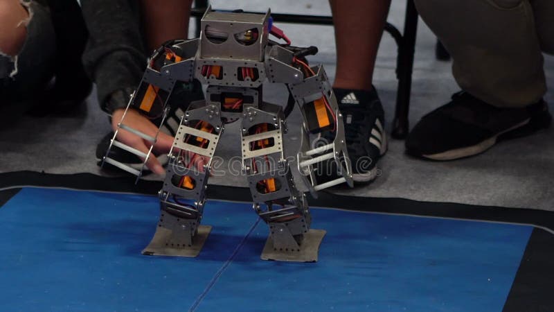 Slow Motion of Competition Robot Technology. Modern Robot Ready To ...