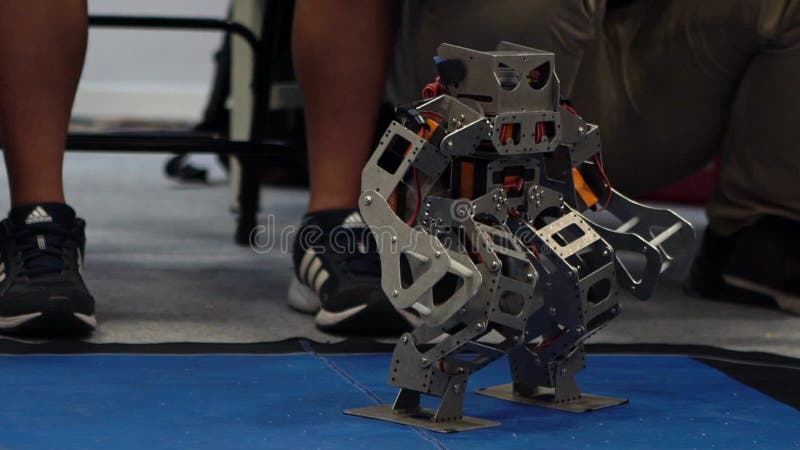 Slow Motion of Competition Robot Technology. Modern Robot Ready To ...