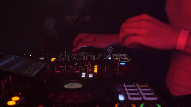 Slow Motion of a DJ Using a Turntable at a Party Stock Footage - Video ...