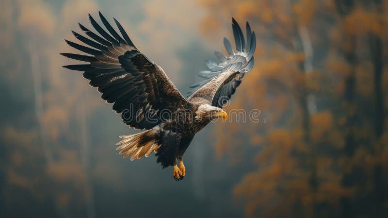 Slow Motion of an Eagle Descending Gracefully Towards Prey with Wings ...